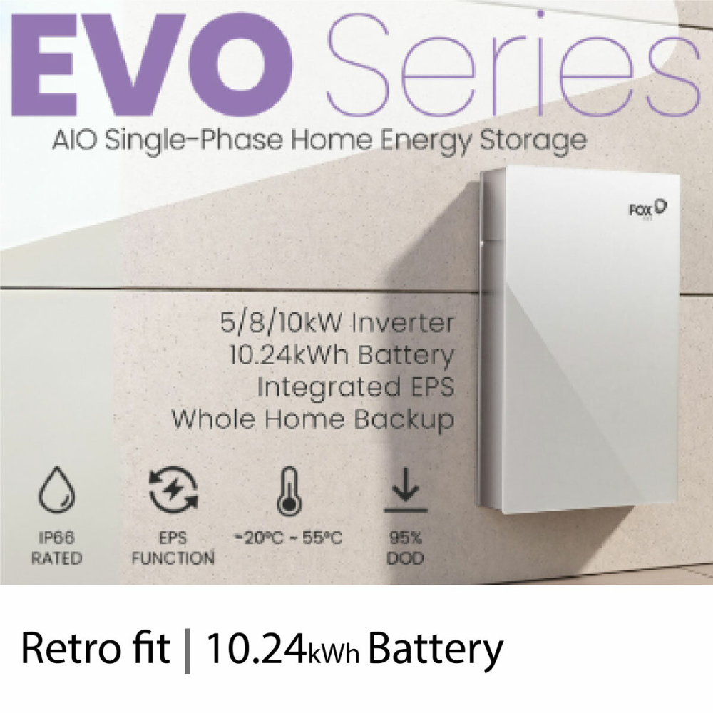 Fresh Solar Retro Fit Fox ESS Evo 10 Battery System, 10.24kWh - Think ...