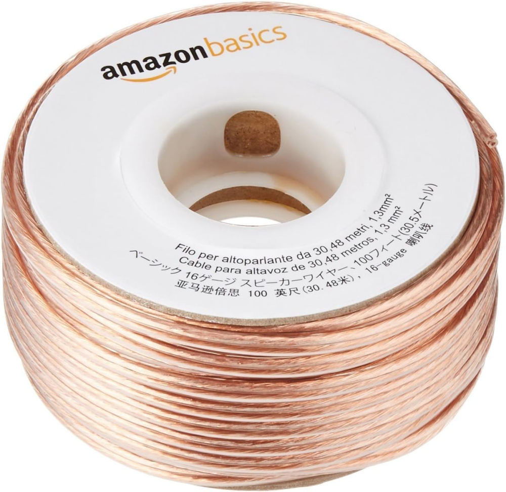 Amazon Basics 16-Gauge Speaker Wire 1.3 Mm² - 30.48 M (100 Feet ...